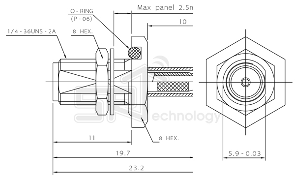 SMA (Female) BH RG316, RG174 Waterproof
